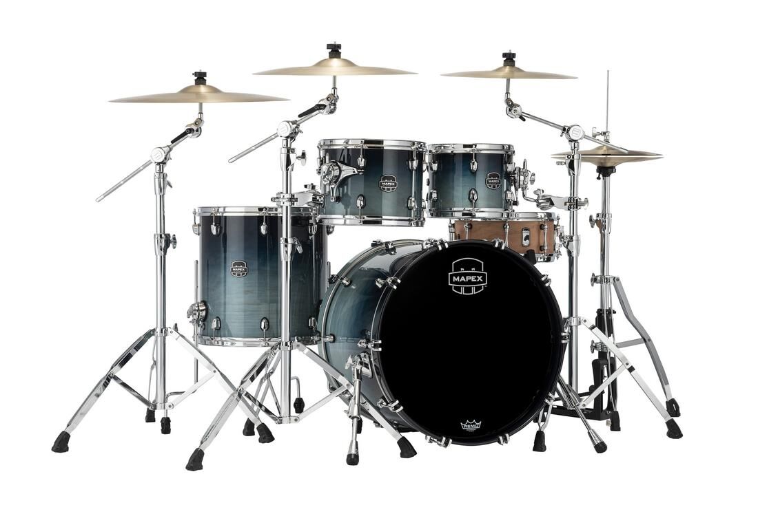 Mapex Saturn Maple Walnut 22" 4-Piece Shell Pack - Teal Blue Fade